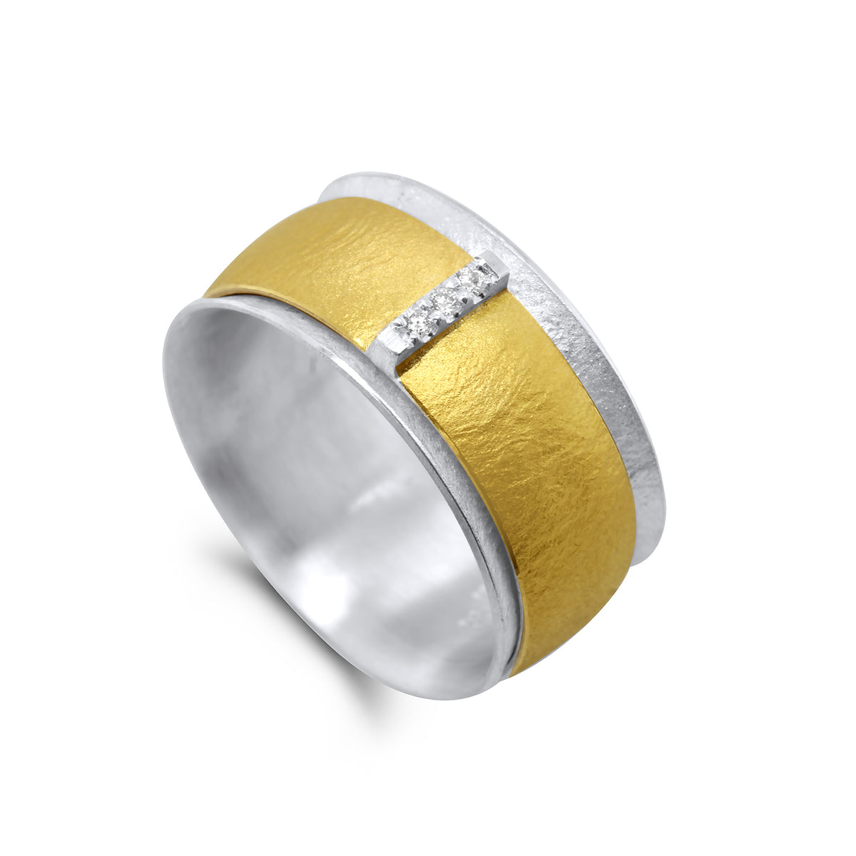 Manu Contemporary Yellow Gold Spinning Diamond Band Ring – DESIGNYARD