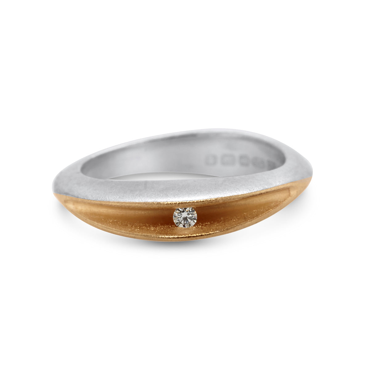 Paul Finch Contemporary Silver 22k Yellow Gold Diamond Shell Ring ...
