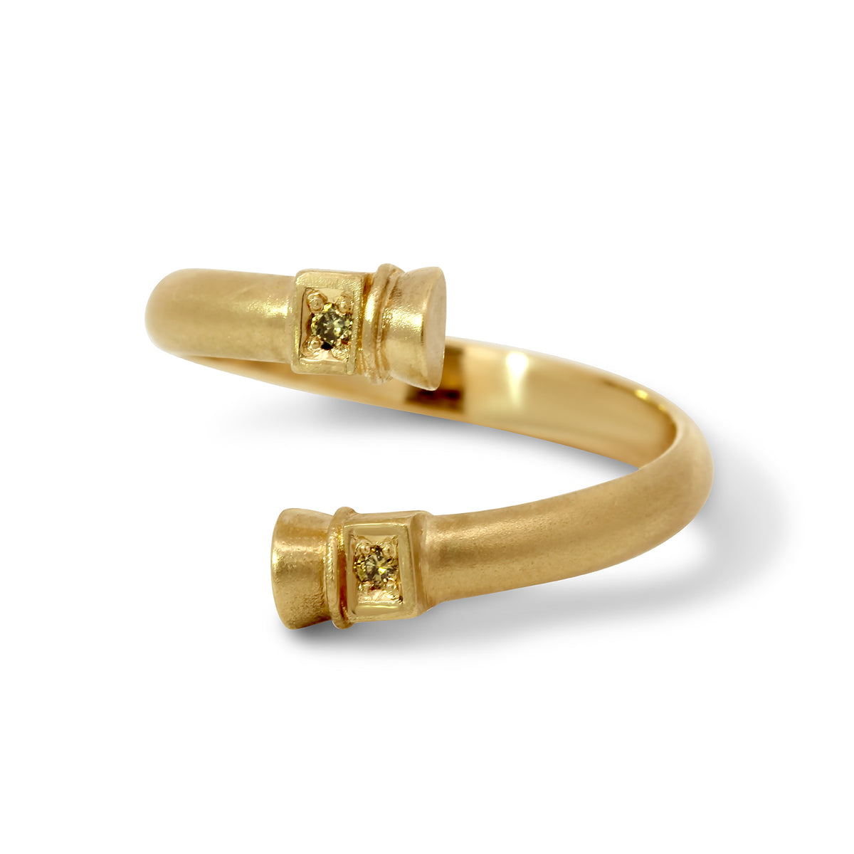 14k Yellow Gold Diamond Pillar Ring – DESIGNYARD